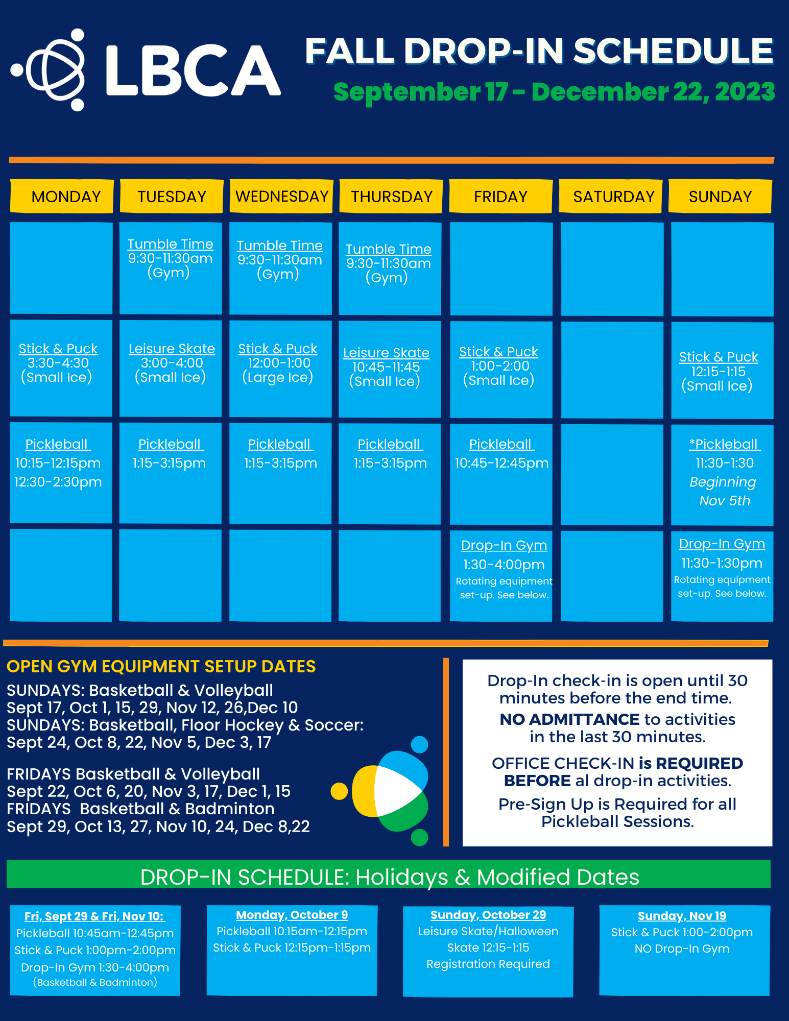 Drop-In Schedule – The LBCA